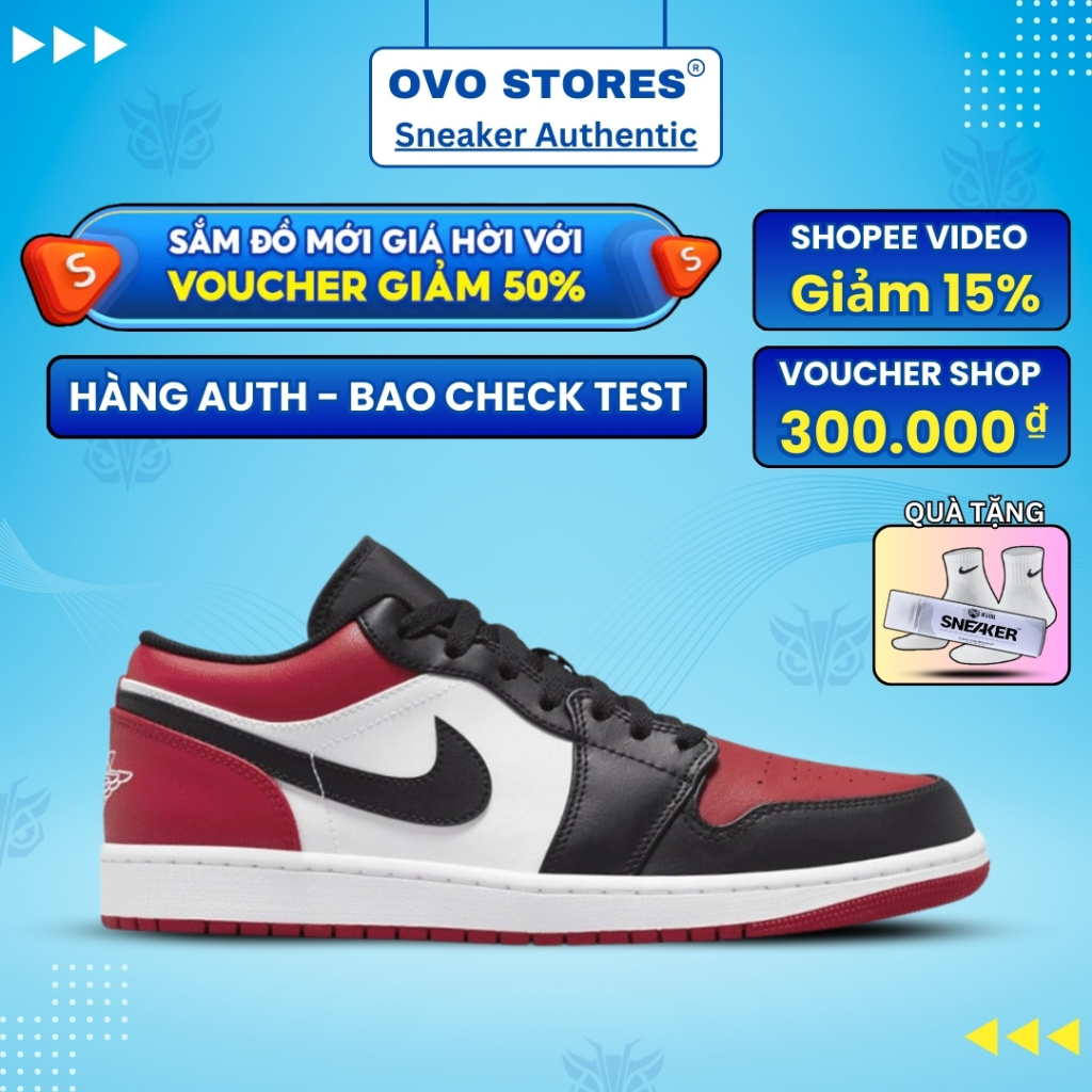 Giày Air Jordan 1 Low Bred Toe 553560-612 chính hãng cho nam nữ, Jordan ...
