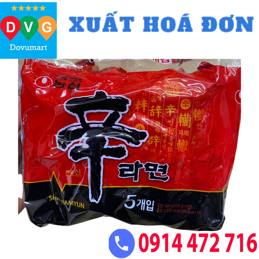 Bịch 5 Gói Mì Shin Nongshim Hàn Quốc ( 5 Gói x 120G) / 농심) 신라면 120G ...