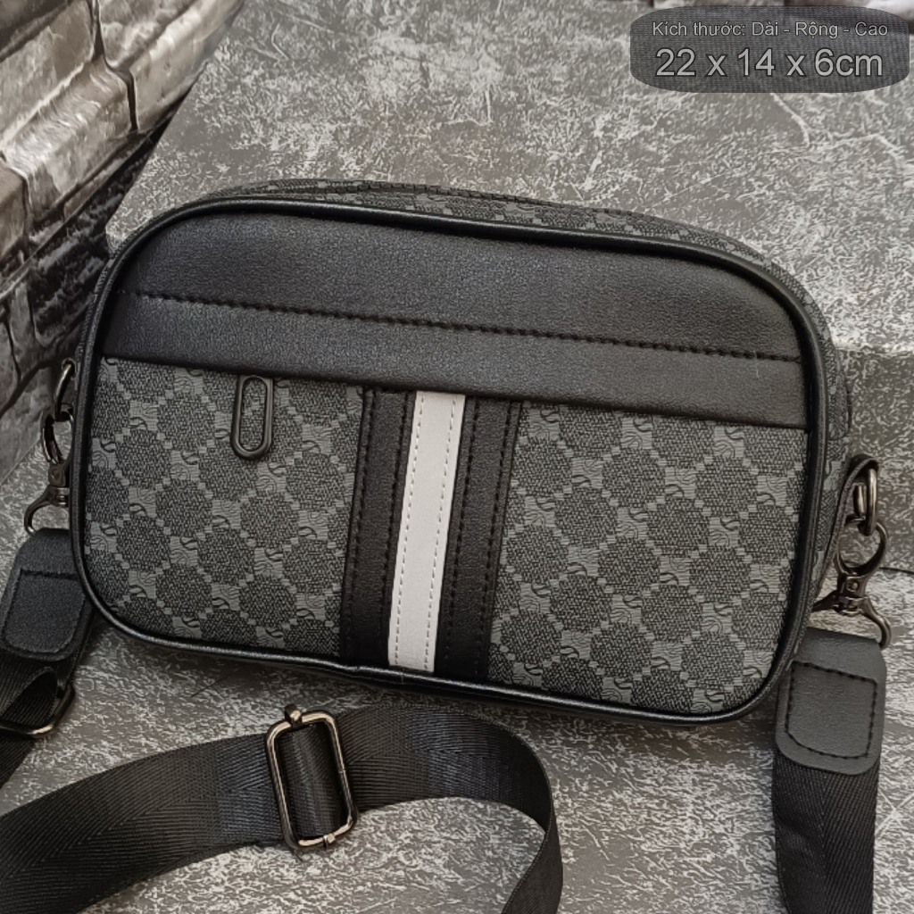 Túi đeo chéo LISANGO cao cấp, Da họa tiết sang trọng, dây lụa dầy dặn ...