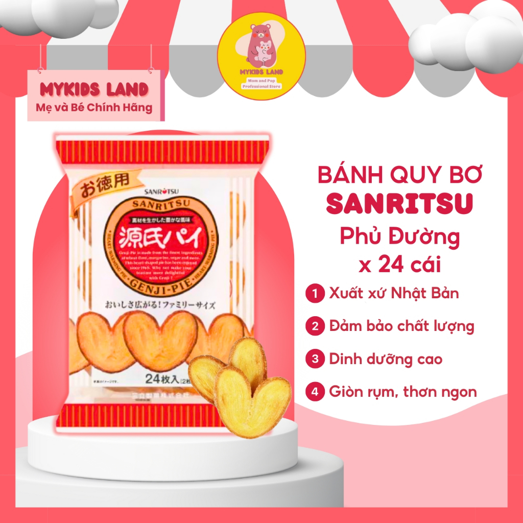 [DATE T9.2025] Bánh Quy Bơ Nướng Phủ Đường SANRITSU Genji Pie Hình Tim - Bánh Bướm SANRITSU Túi ...