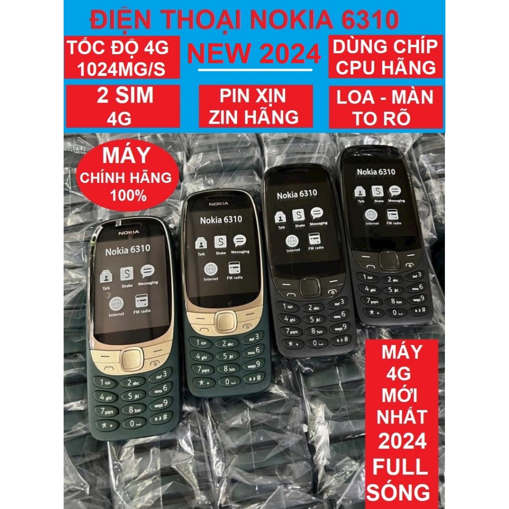ĐIỆN THOẠI 6310 4G MỚI 100% 2 SIM 2 SÓNG, PIN DUNG LƯỢNG CAO, SÓNG KHOẺ ...