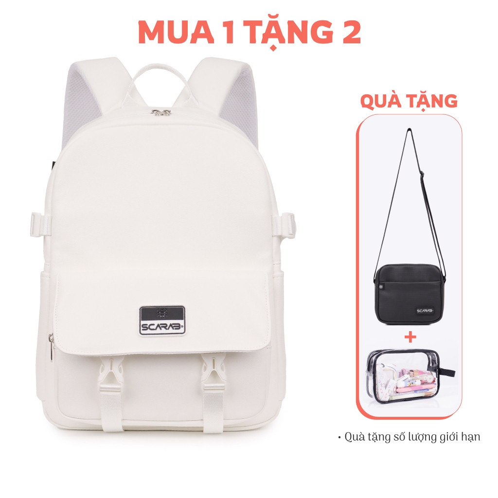 Scarab Chapter Leather Backpack - Balo Da PU, Ba lô Đi Học Đi Làm Nam Nữ Đựng Vừa Lap 15,6inch ...