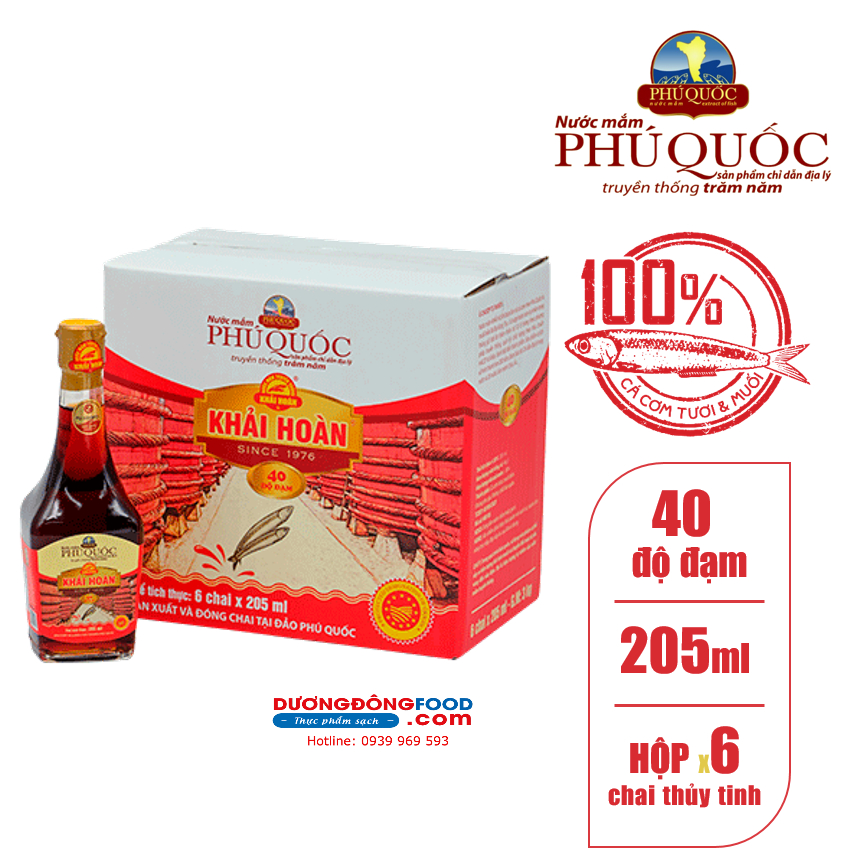 Nước mắm Khải Hoàn 40 đạm – 6 Chai 205ml/thùng | Shopee Việt Nam