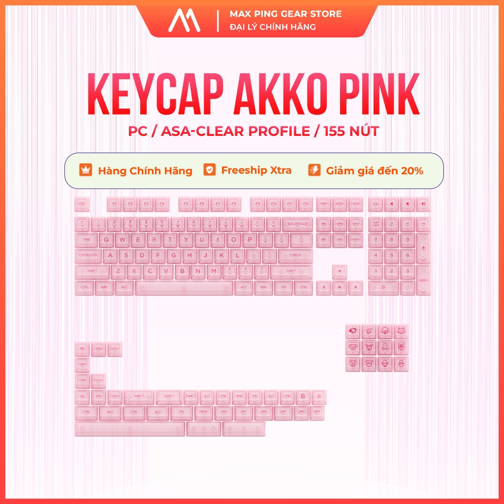[HỎA TỐC] Nút bàn phím AKKO Keycap set – Pink (PC / ASA-Clear profile ...