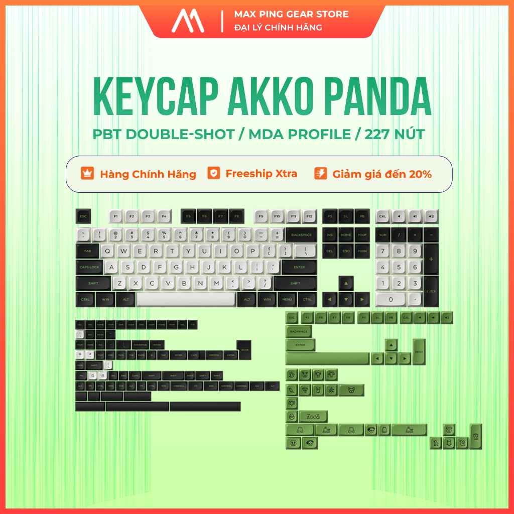 Nút bàn phím AKKO Keycap set – Panda (PBT Double-Shot / MDA profile ...