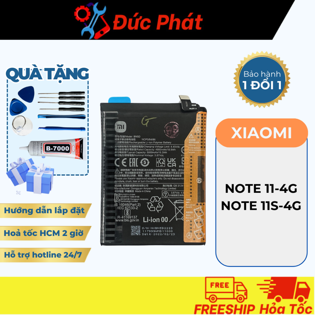 PIN XIAOMI BN5D/ REDMI Note 11 -4G/ Note 11S -4G (TẶNG KÈM KEO VÀ TOOLS ...
