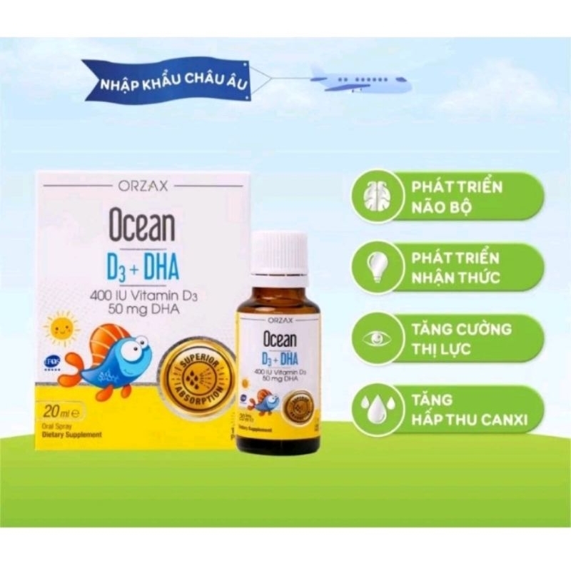 Ocean D3 -DHA bổ sung Vitamin D3,giúp tăng cường hấp thu canxi, bổ sung ...