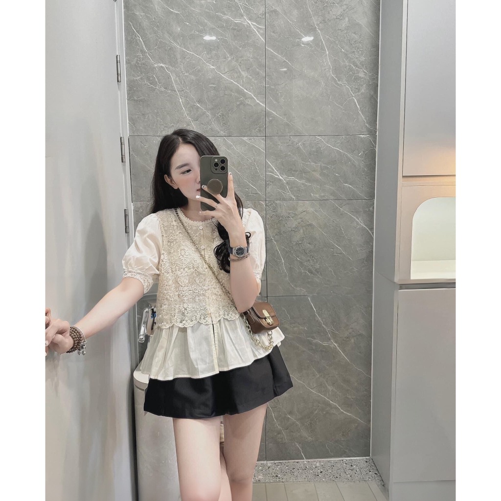 Set Áo Đũi Babydoll Trắng Phối Ren Ngực Mix Quần Tafa Đen Cạp Chun Thoải Mái (Ảnh Thật Trải Sàn ...