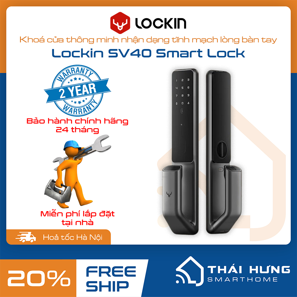 [Bao lắp đặt] Khóa Cửa Thông Minh Lockin SV40 nhận dạng tĩnh mạch vân ...