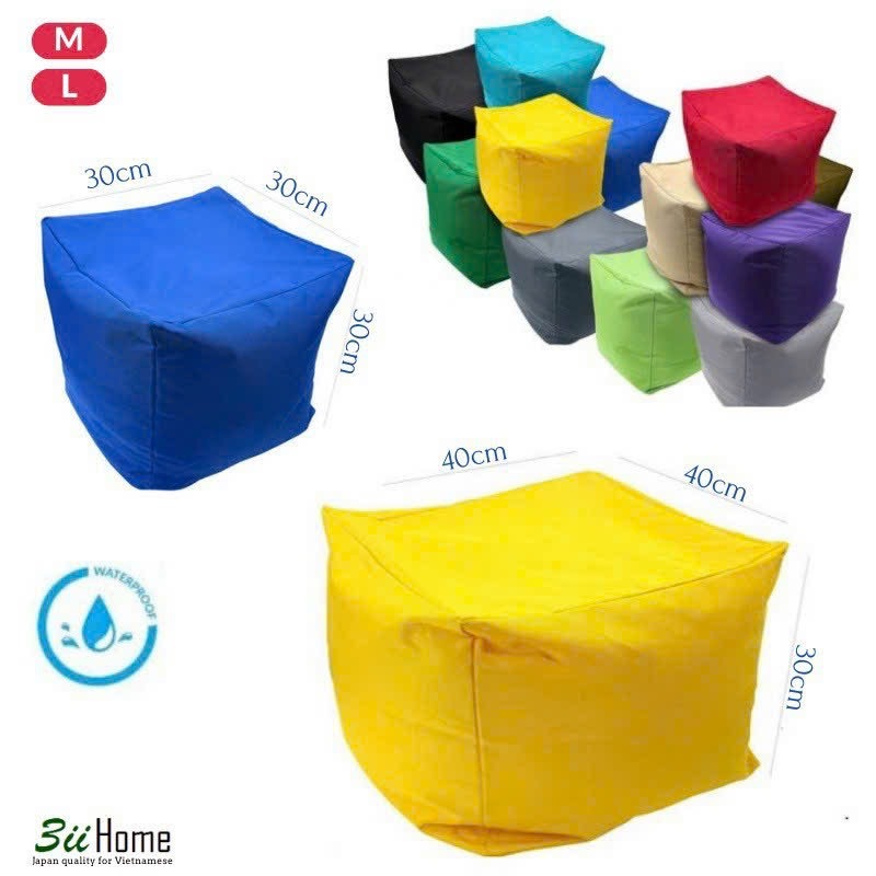 Ghế đôn vuông đôn gác chân ghế lười hạt xốp 3II HOME size 40*40*30CM ...