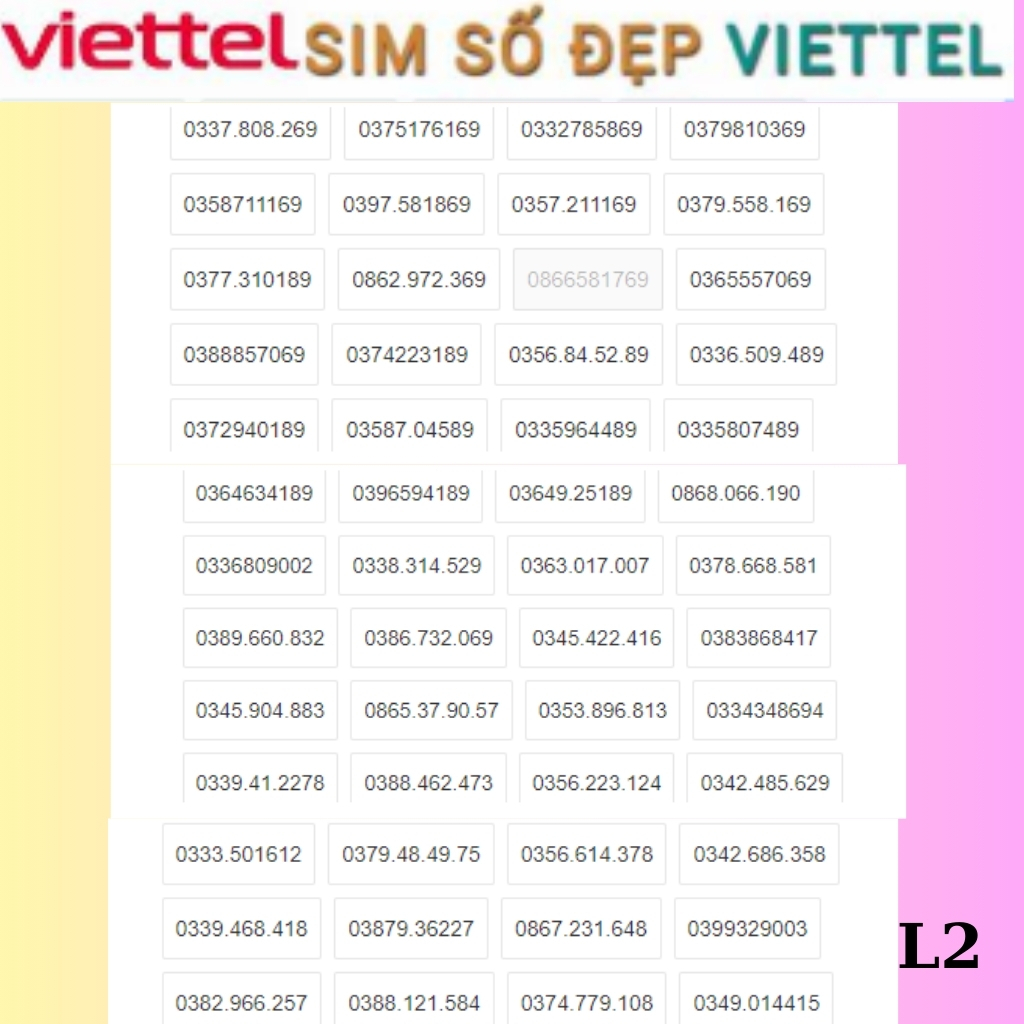Sim Viettel Đầu 096-097-098-0333-0368-Đuôi sim dễ nhớ,Sim 4G,Đăng ký chính chủ (Miễn Phí ...