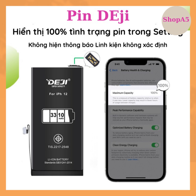 PIN DEjI cho điện thoại ,dung lượng chuẩn,tặng siu dán,thích hợp cho ip 5s/6s /7/8 đến 11PromAx ...