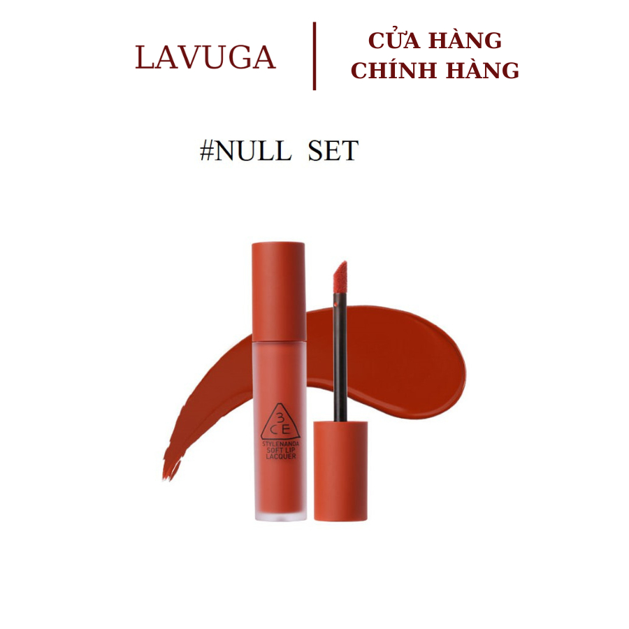 son 3CE soft lip lacquer mã NULL SET màu đỏ gạch | Shopee Việt Nam