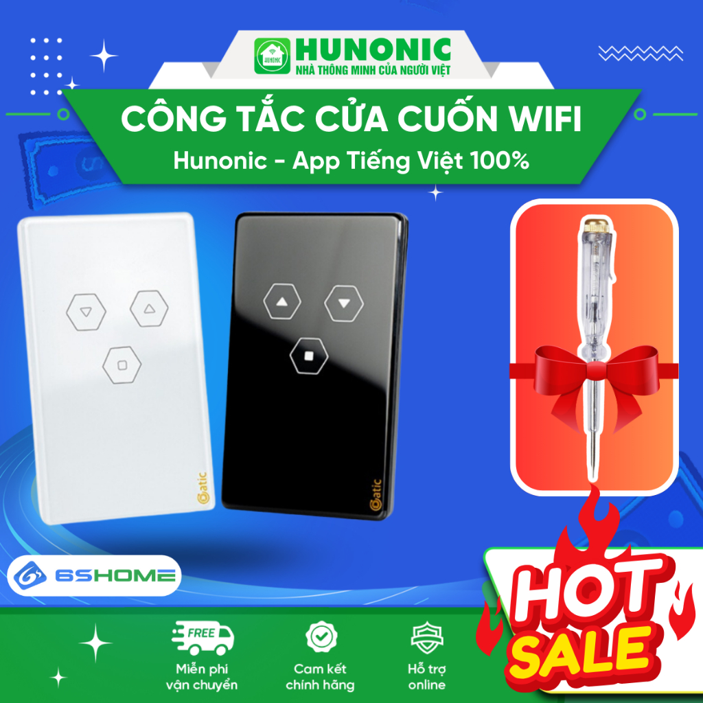 Công Tắc Cửa Cuốn Thông Minh WiFi Hunonic Datic, App Tiếng Việt, Điều ...