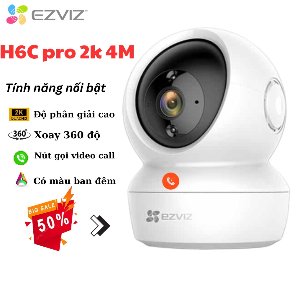 Camera Wifi EZVIZ H6C PRO Full HD 2MP/4MP QHD Siêu Nét, Quay Quét 360 ...