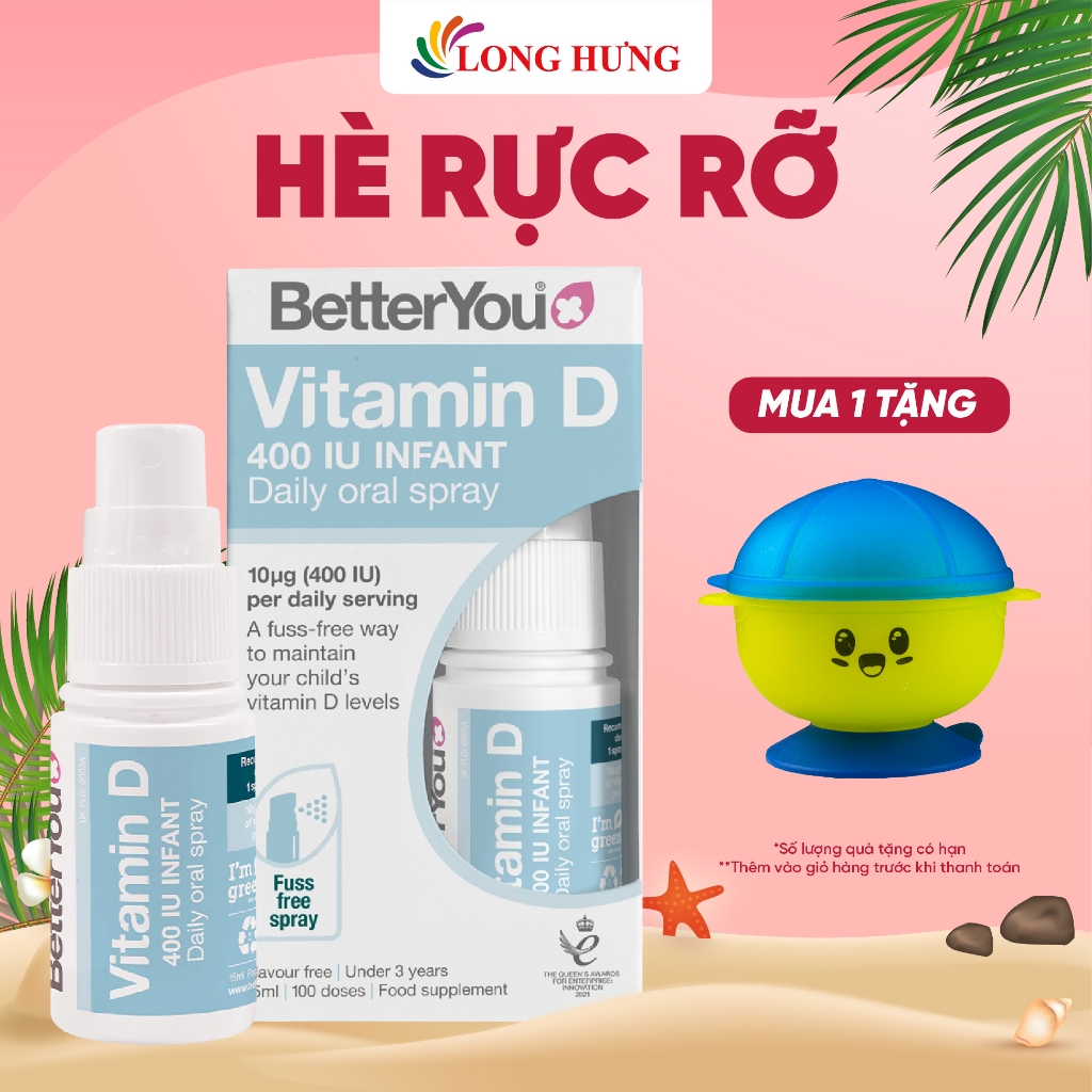 Vitamin D 400IU dạng xịt BetterYou Infant Daily Oral Spray hỗ trợ hấp thu canxi (15ml) | Shopee ...