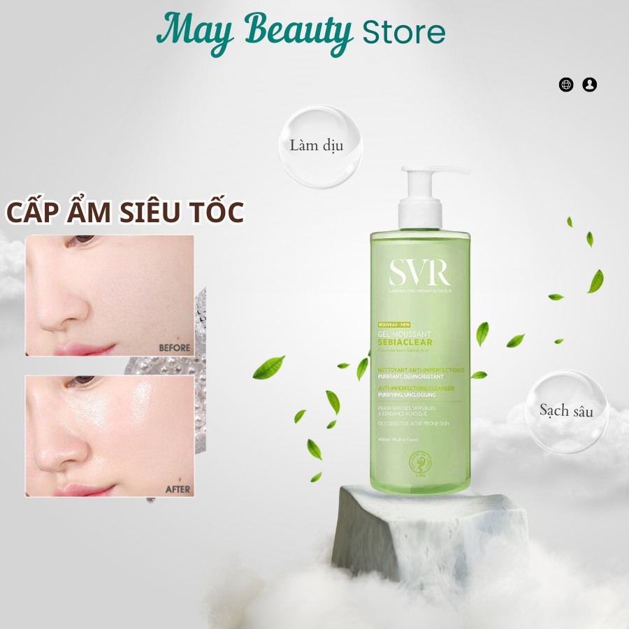 Sữa Rửa Mặt SVR Xanh (SRM SVR) Dành cho da dầu mụn Gel Moussant 200 mL ...