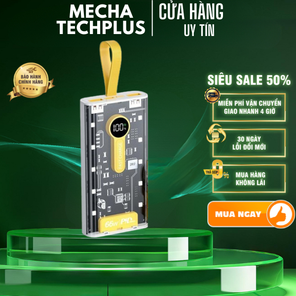 Sạc Dự Phòng Trong Suốt TZ07 Dung Lượng 20000mAh Với 2 Cổng Sạc Nhanh ...