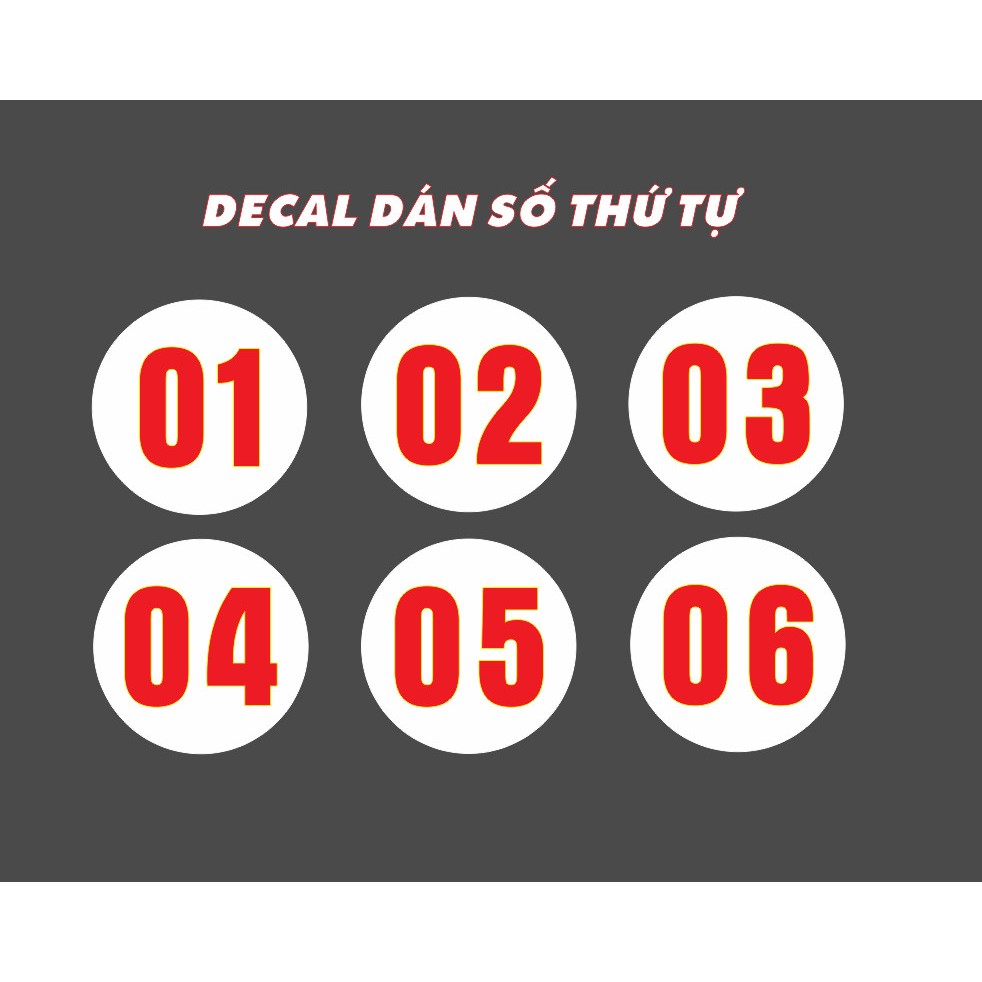 [Mẫu Đỏ] Decal Dán Số Thứ Tự , Sticker Nhãn Dán Số Bàn Chất Liệu Decal ...