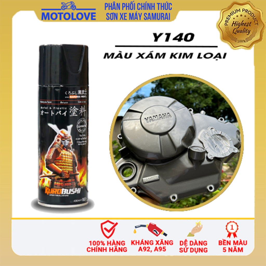 Sơn Samurai Màu Xám Kim Loại - Y140 (400 ml) - chai sơn xịt chuyên dụng ...