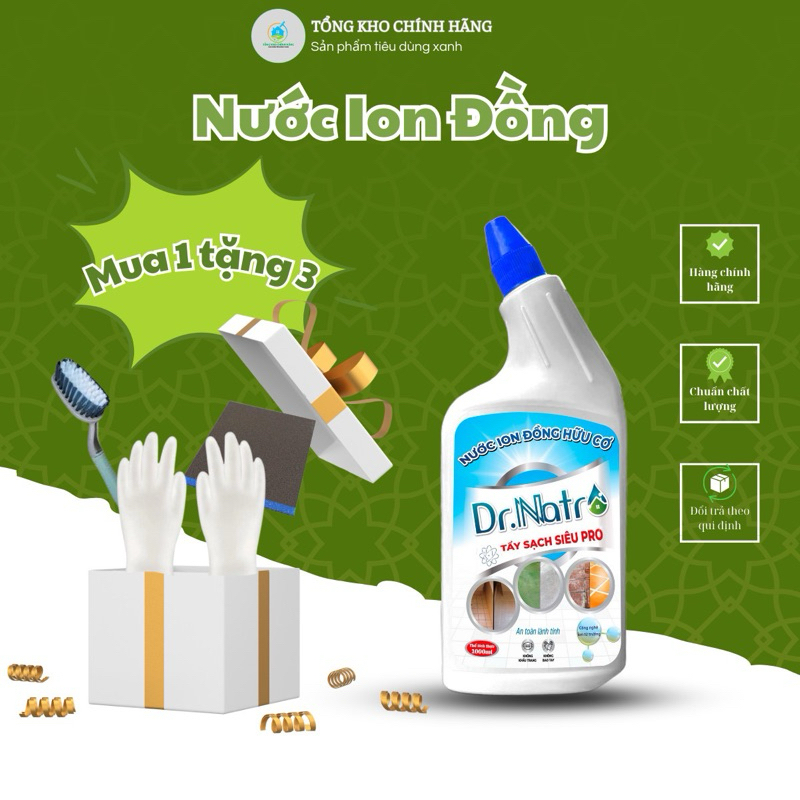 (Mua 1 tặng 3)Nước IOn Đồng Hữu Cơ 1000ml tẩy sạch vết ố,cặn canxi trên ...