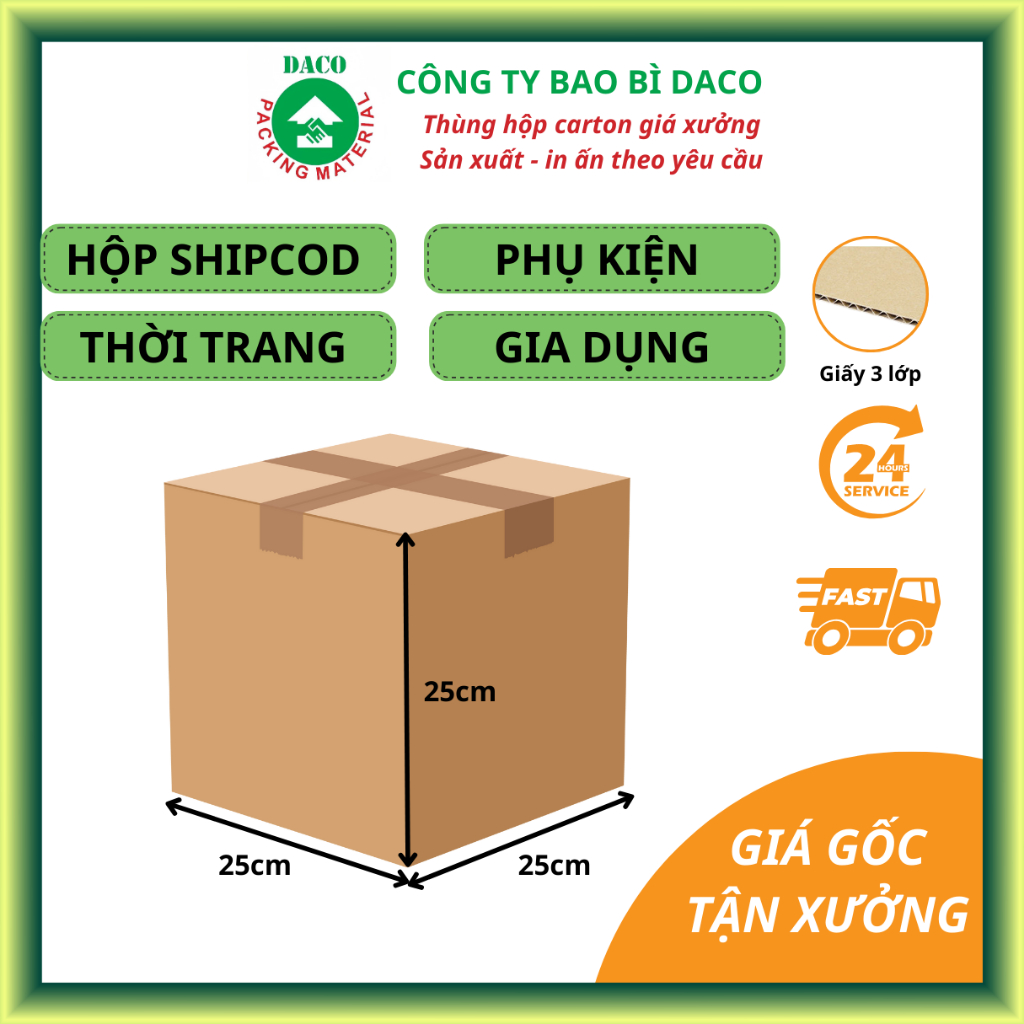 DACO Thùng carton 25x25x25 Combo 10 20 Hộp Carton Thời Trang Hộp ...