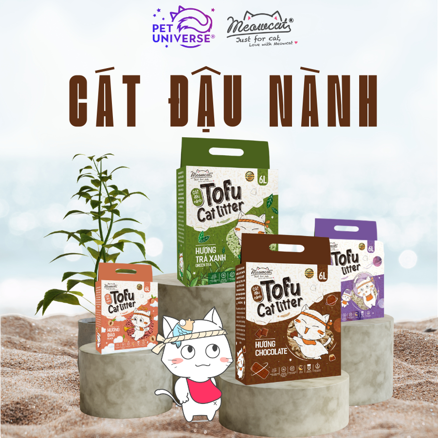 Meowcat - Cát đậu nành cho mèo túi 6L - 2.5kg / Tofu cat litter 6L - 2.5kg - thân thiện môi ...