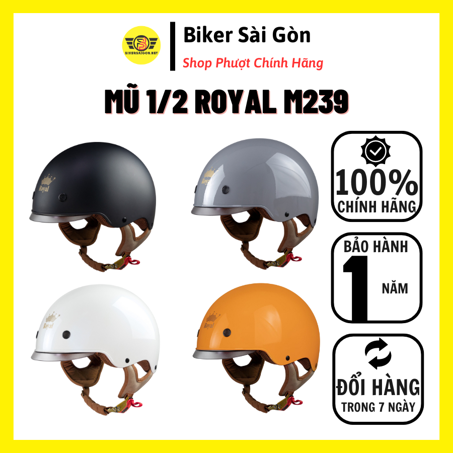 Mũ Bảo Hiểm Nửa Đầu Kính Âm Royal Helmet M239, Nón 1/2 Royal Hàng Chính ...