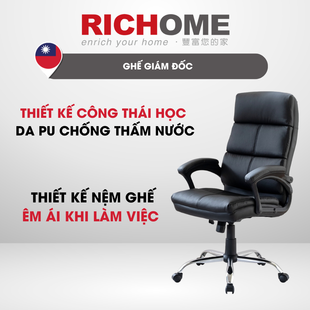 Ghế giám đốc, ghế làm việc, ghế học tập chân xoay 360 độ bọc da PU cao cấp RICHOME CH1206 - Hàng ...