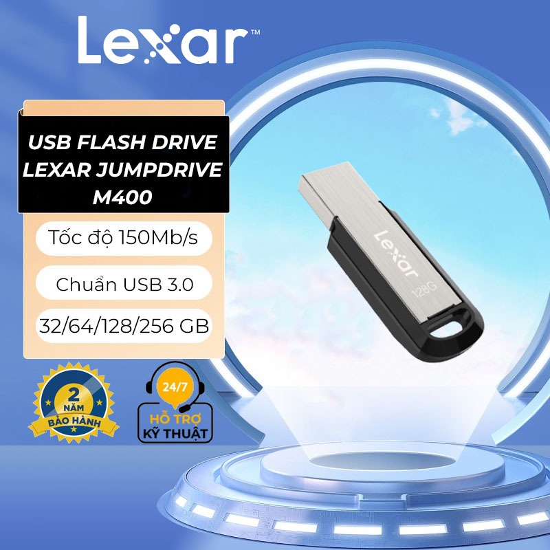 USB 32GB/ 64GB/ 128GB Lexar M400 Flash Drive 3.0, Tốc độ đọc 150MB/s, Nhỏ gọn, Tương thích PC ...