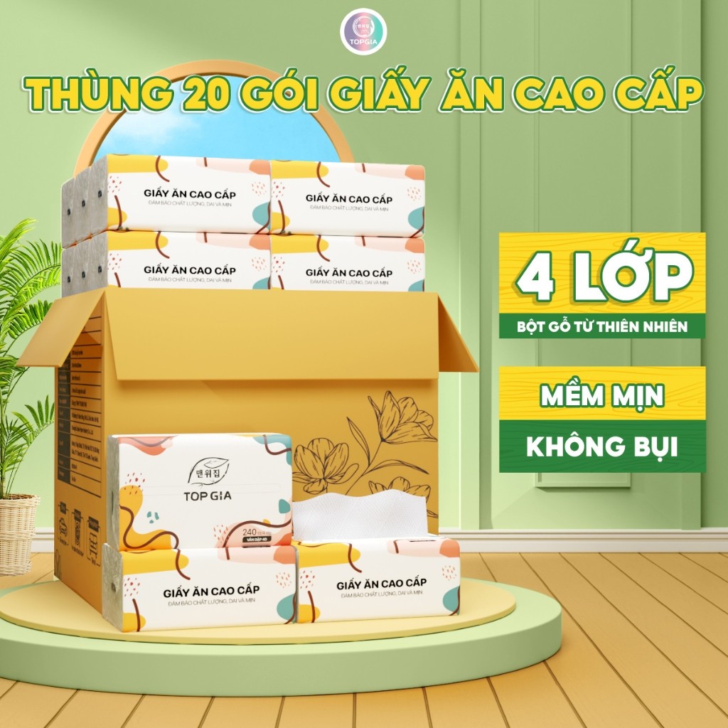 Thùng 20 Gói - Giấy Ăn Top Gia Đa Sắc, Khăn Giấy Rút 7 Màu 240 Tờ / 4 ...