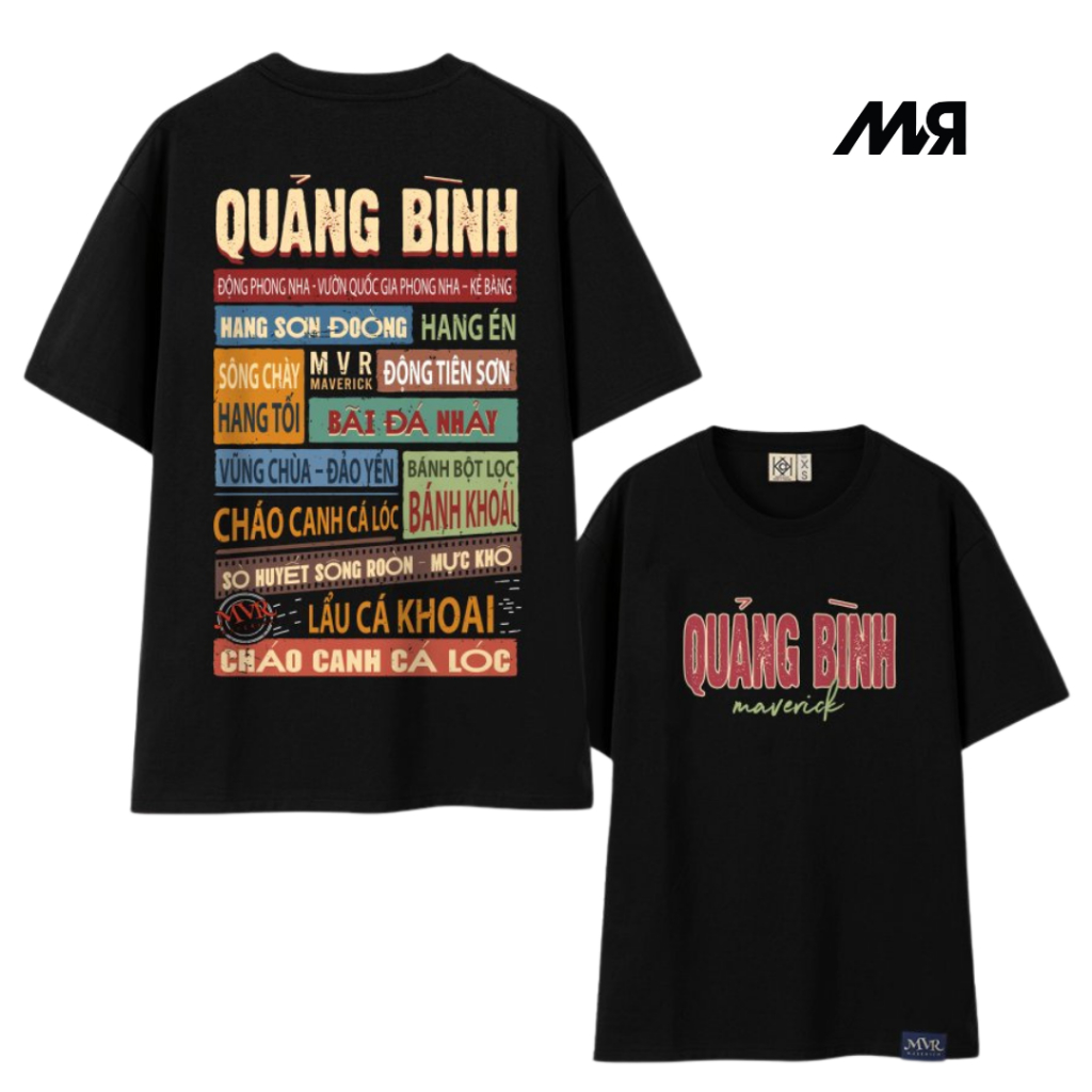 Áo thun unisex MVR hơn 63 tỉnh thành - QUẢNG BÌNH - QB - Đen/ Trắng ...