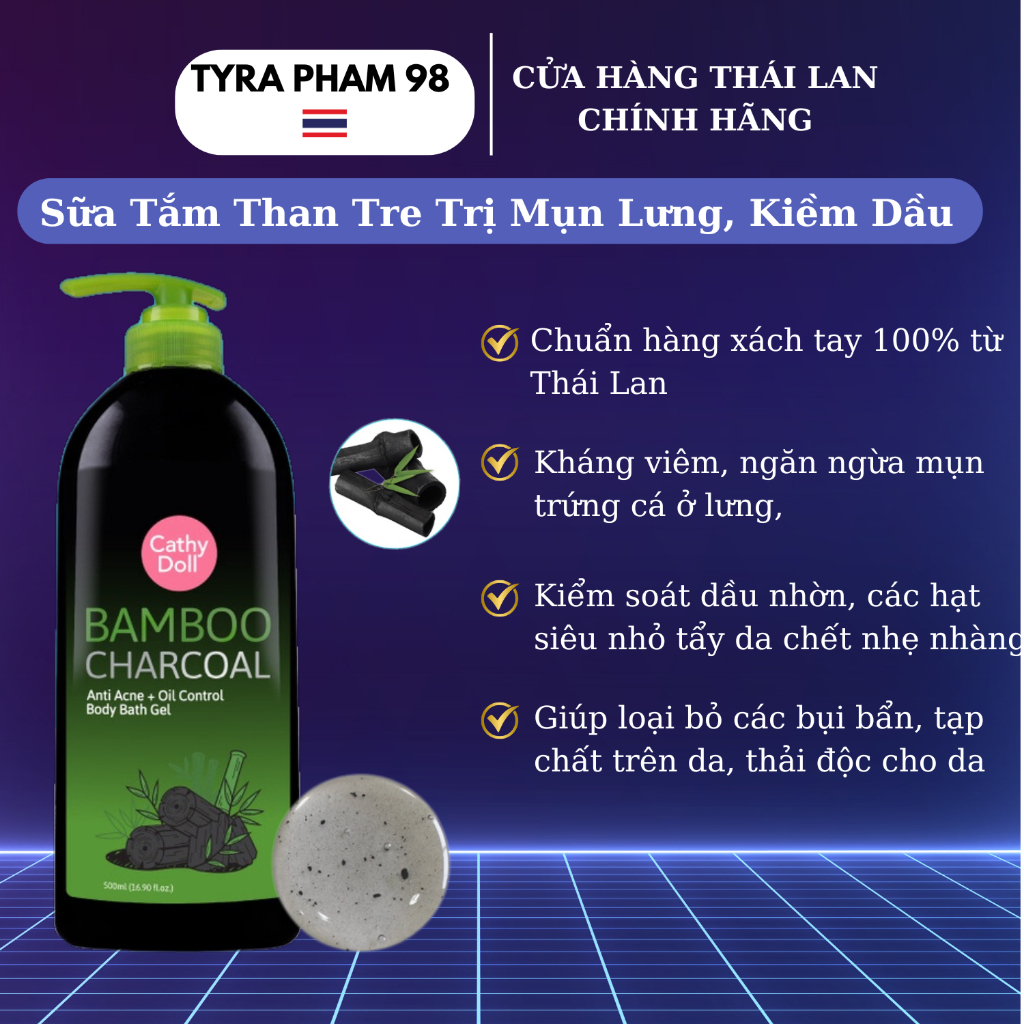 [HÀNG NỘI ĐỊA] Sữa Tắm Than Tre Cathy Doll Bamboo Charcoal Anti Acne + Oil Control Body Bath Gel ...