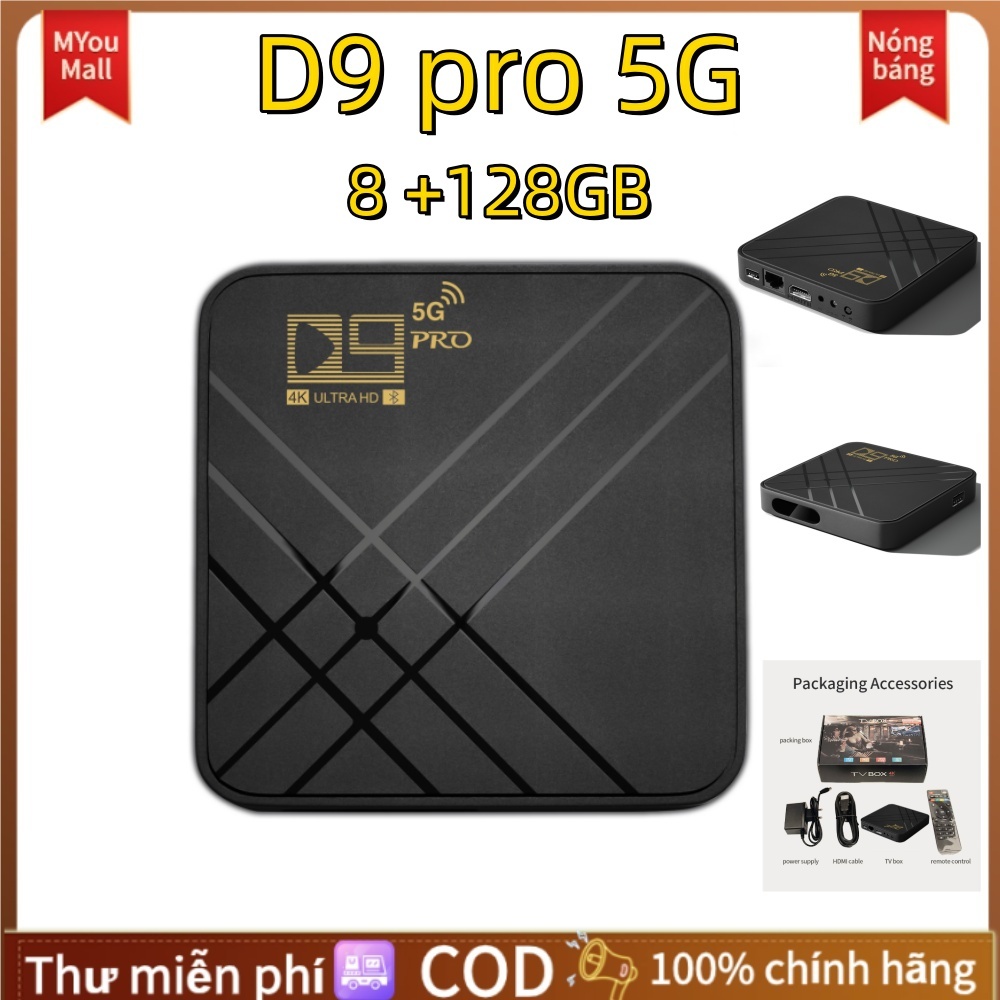 Đầu tv box D9 pro 5G Android 10.0 5G / 2.4Gwifi 8GB + 128gb S905L ChấT ...