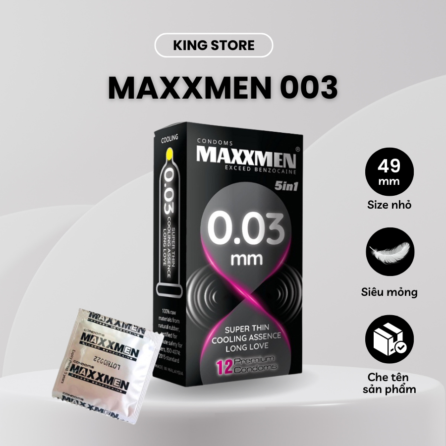 Bao cao su 49mm Maxxmen 0.03 siêu mỏng size nhỏ kéo dài thời gian quan hệ | Shopee Việt Nam