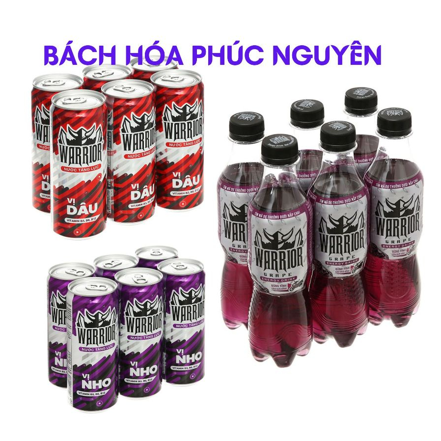 Lốc 6 lon nước tăng lực Warrior Thái Lan vị dâu - vị nho 325ml | Shopee ...