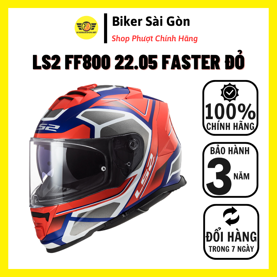 Mũ bảo hiểm fullface LS2 FF800 Storm New 2022 FASTER Đỏ (tặng kèm ...