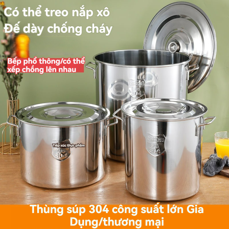 Nồi Inox304 lớn inox,10L/20L/35L/50L/70L/ nồi luộc gà, hầm xương, nấu canh siêu bền.dùng được ...