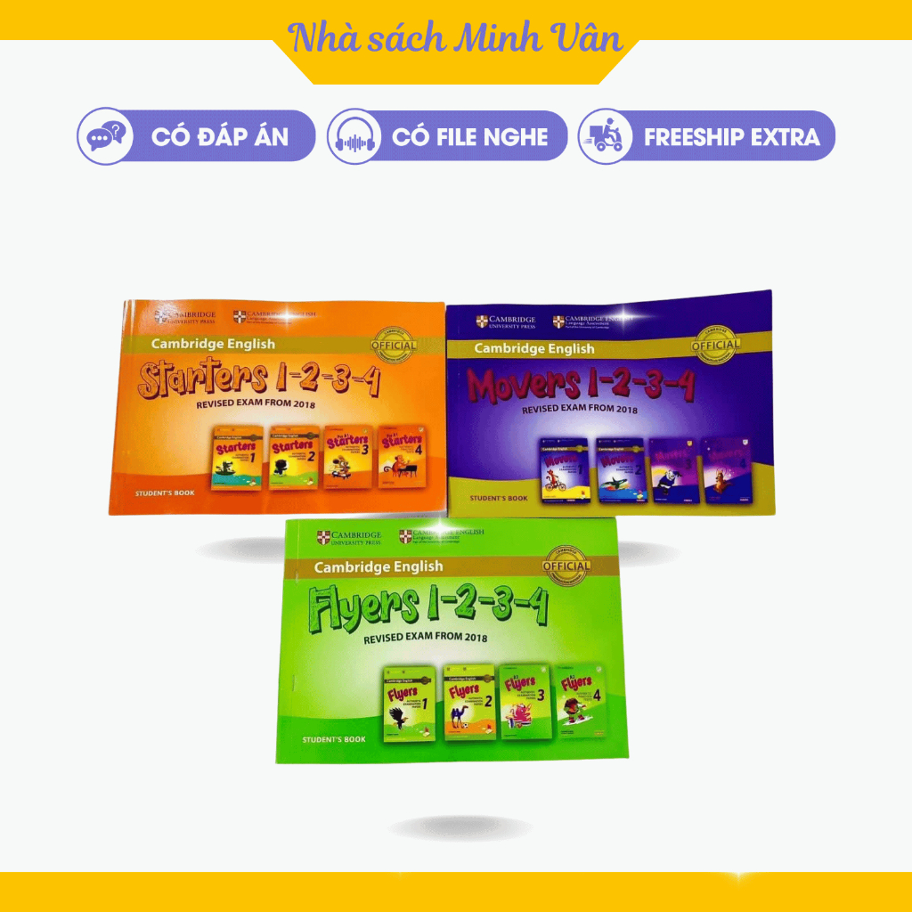 Sách - Cambridge Starters, Moves, Flyers in gộp 1234 - có file nghe ...