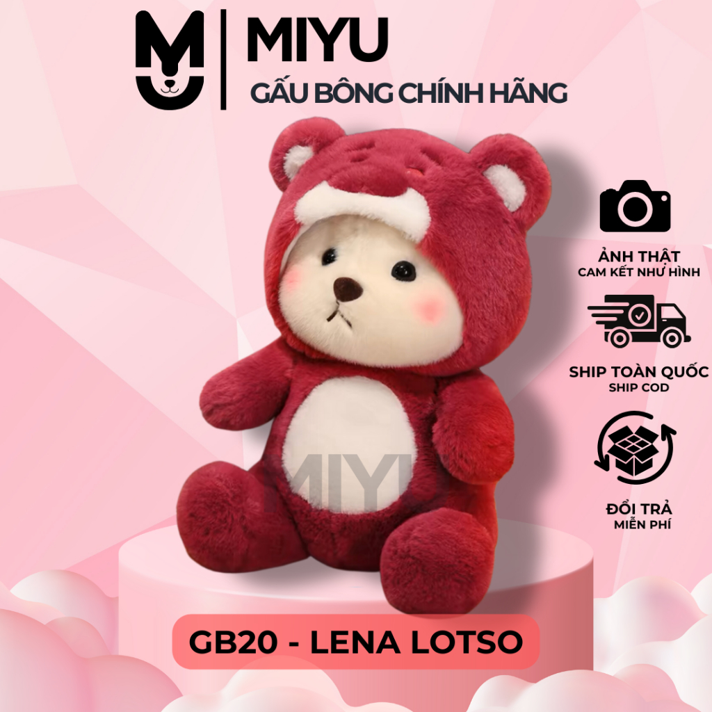 Gấu Bông Lena Khoác Áo Gấu Dâu Lotso Dễ Thương Nhiều Size Ôm Ngủ Mềm ...
