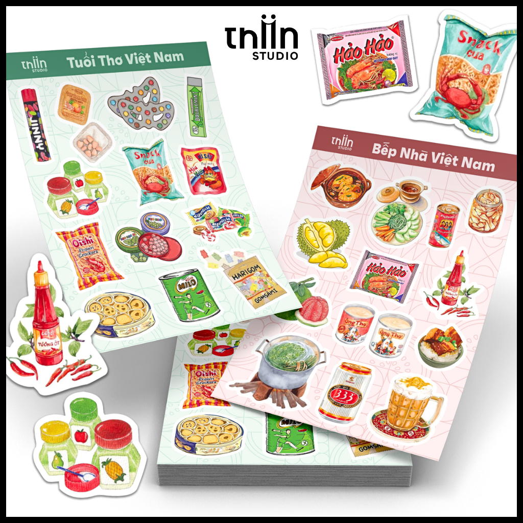 Sticker Tuổi Thơ Việt Nam THIIN STUDIO, hình dán chống nước, sticker ...