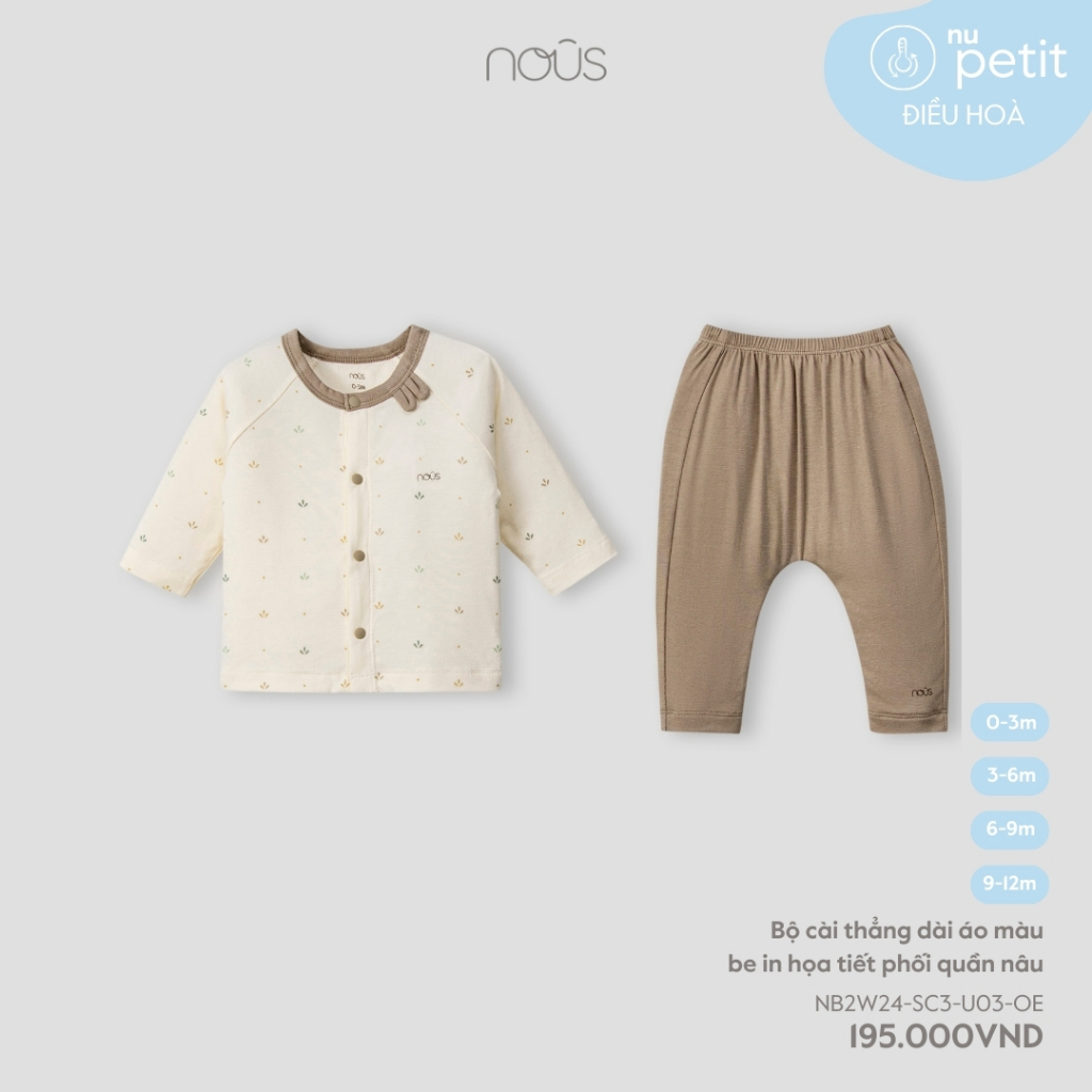 NOUS Baby Bộ dài tay họa tiết chất liệu thoáng mát cho bé trai bé gái ...
