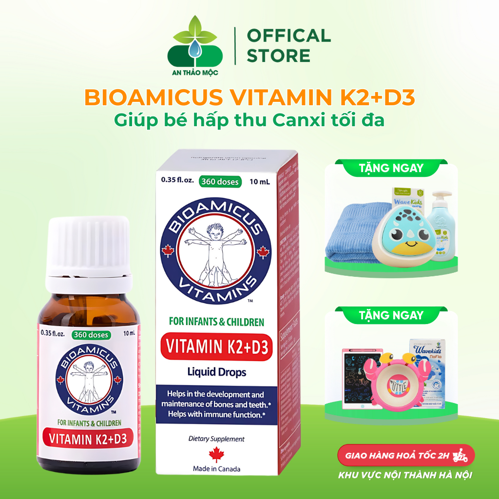 Bioamicus Vitamin K2 + D3 Bổ Sung D3K2 MK7 Giúp Bé Hấp Thu Canxi Phát ...