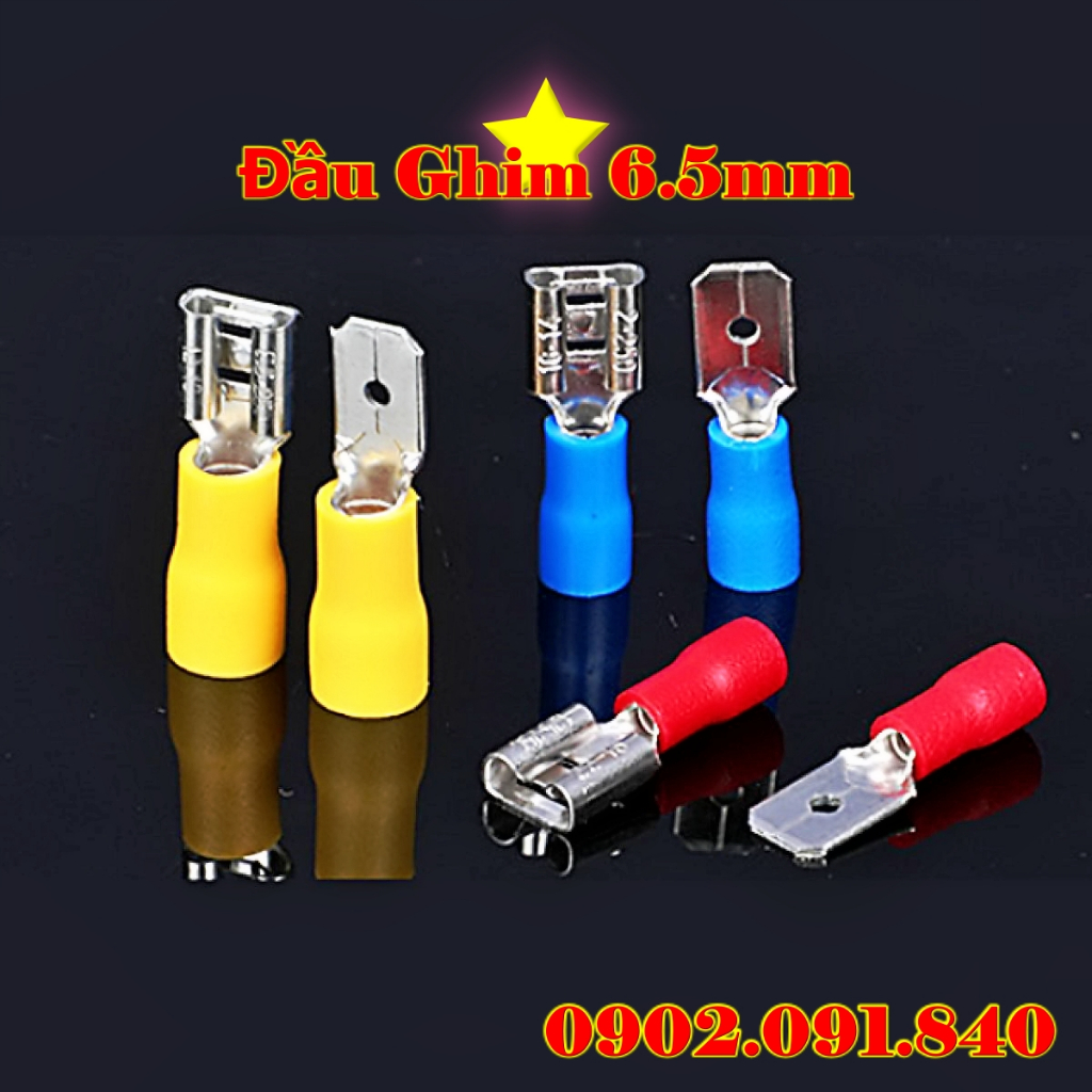 Đầu cos ghim dẹp đực cái bằng đồng 100cái hoặc 50cặp, cốt bấm nối dây ...