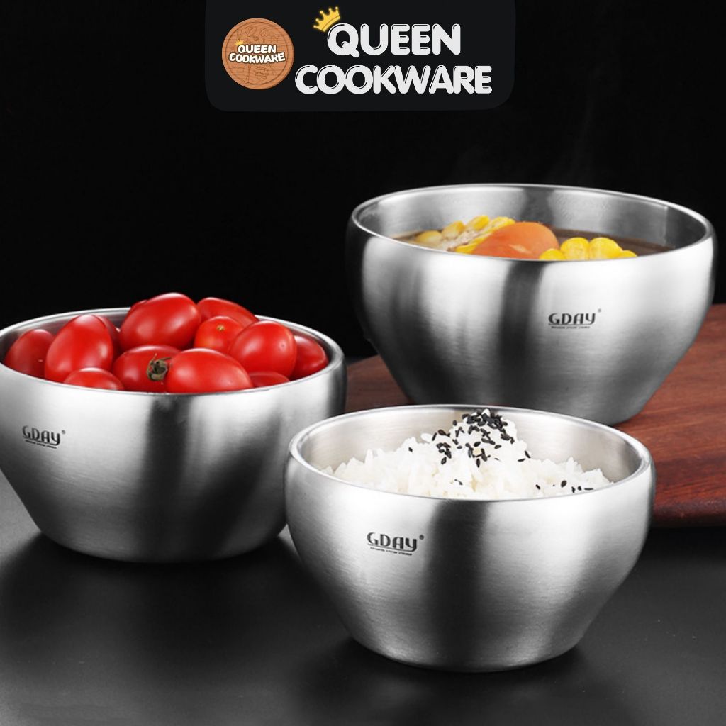 Bát inox nhám cách nhiệt, cứng, bền, tiện dụng, hàng cao cấp - QUEEN ...