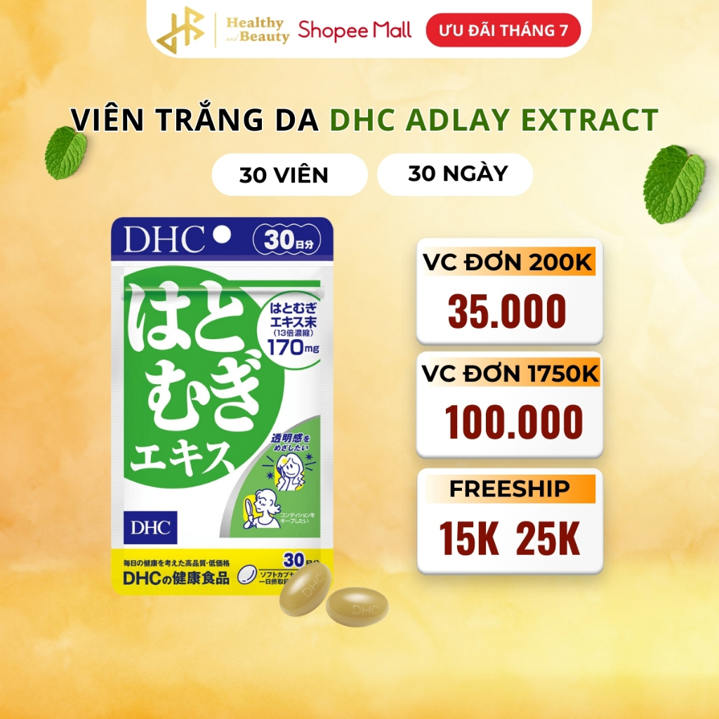 Viên uống trắng da DHC Nhật Bản Adlay Extract bổ sung vitamin E cho da ...