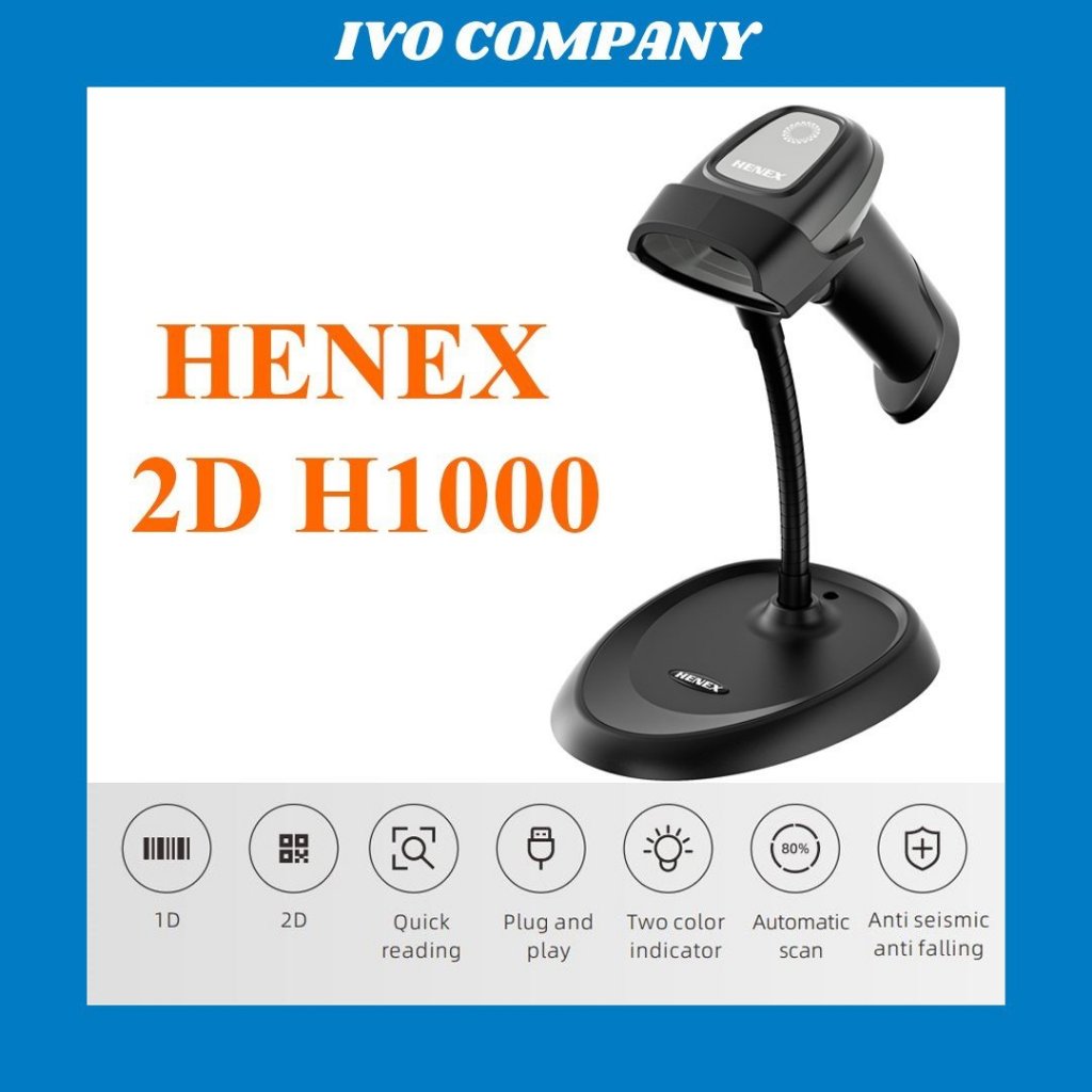 Máy Quét Mã Vạch HENEX 2D Wired Barcode Scanner H1000 | Shopee Việt Nam