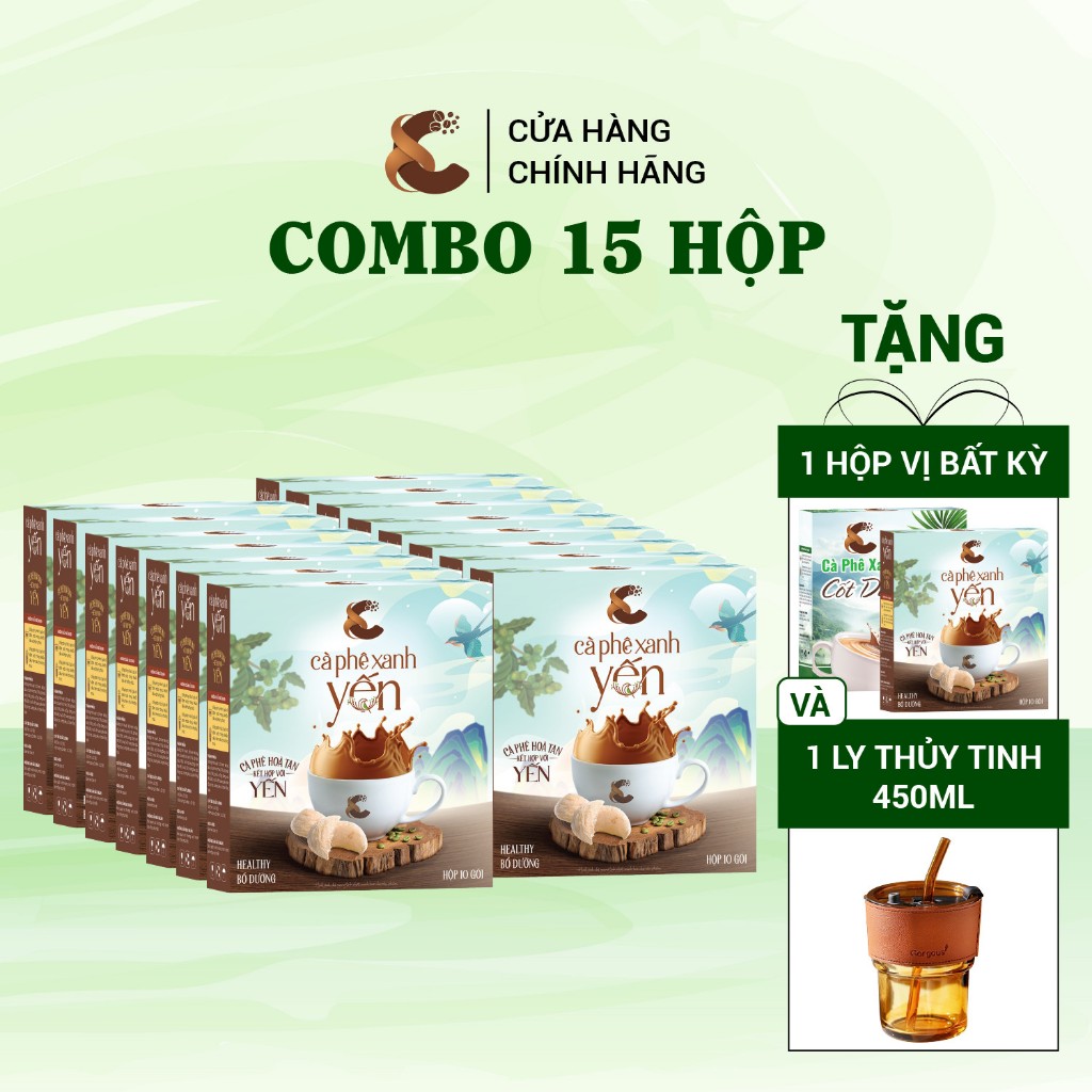 [TẶNG LY + CF] Combo 15 hộp Cà phê xanh Yến C8 thơm ngon - bổ dưỡng tốt ...