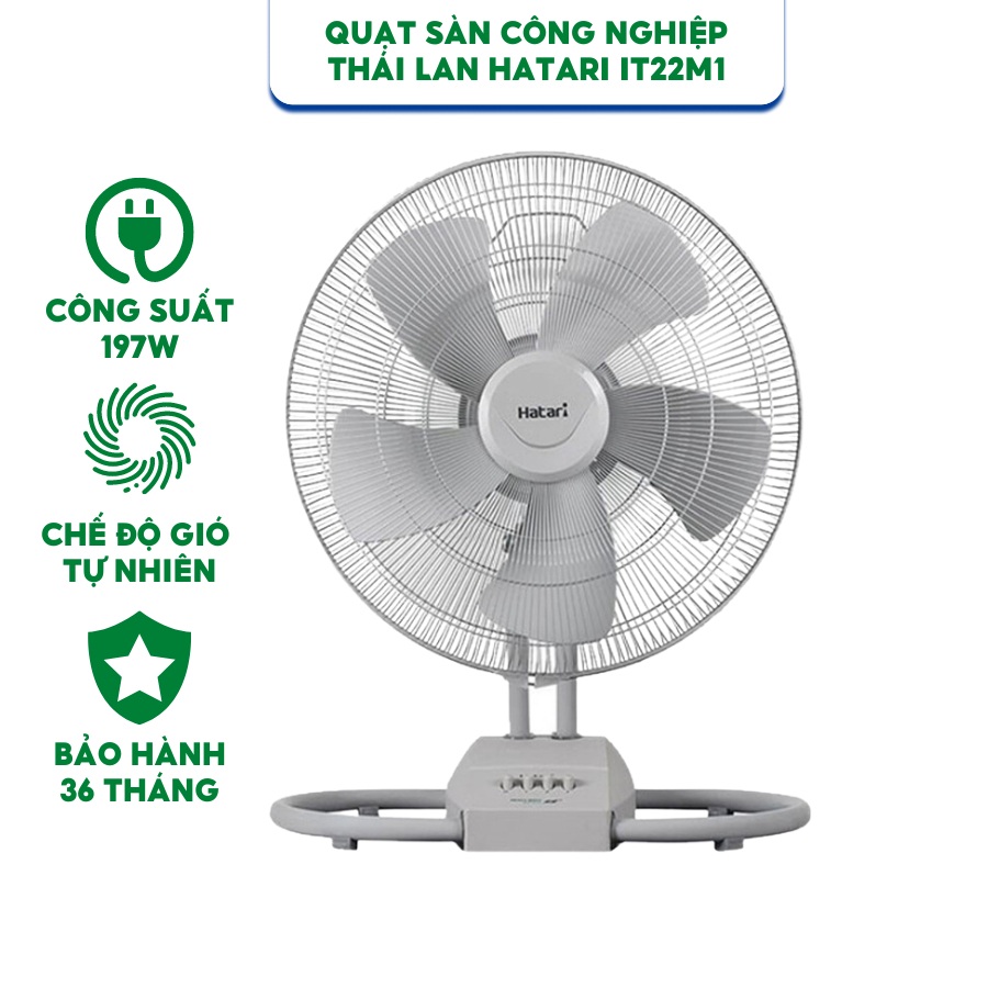 Quạt sàn công nghiệp Hatari Thái Lan IT22M1 - Công suất 197W - Hàng ...