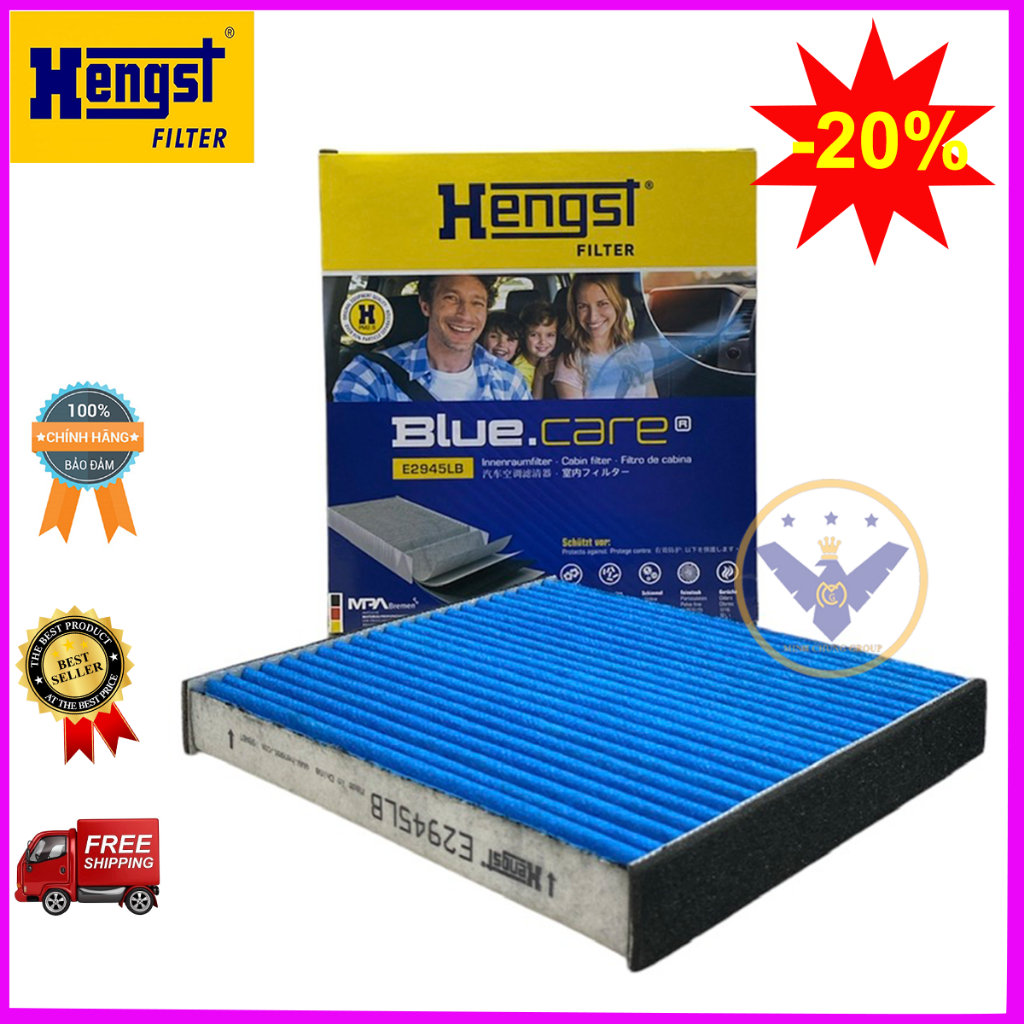 Lọc gió điều hoà sinh học Hengst (Đức) E2945LB xe Camry, Vios, Innova ...